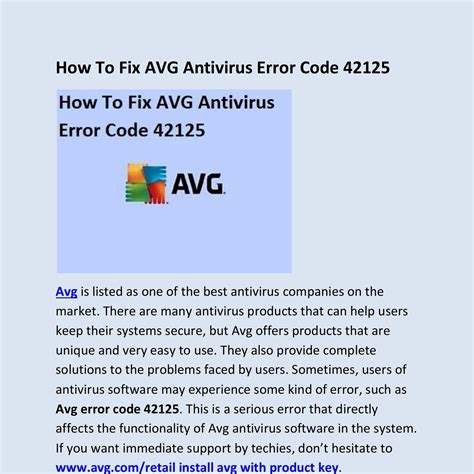 How To Fix Avg Antivirus Error Code 42125docx Docdroid