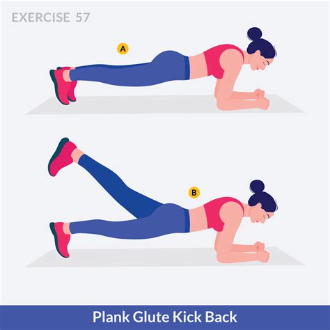 Plank Glute Kick Back Exercise Woman Workout Fitness Aerobic And Exercises 10978812 Vector