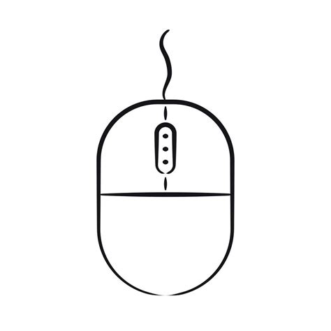 Sketch Computer Mouse With Wheel Drawn By Hand With Pencil Wired Device For Cursor Control