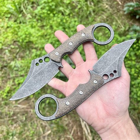 Karambit Style Knife Kydex Sheath Black D2 Steel Micarta Blade Old