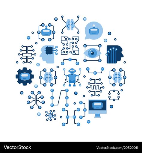 Machine Learning And Ai Colorful Flat Royalty Free Vector