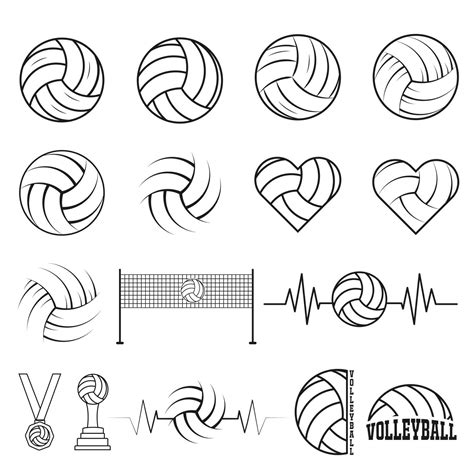Volleyball Line Art Bundle Volleyball Vector Bundle Volleyball