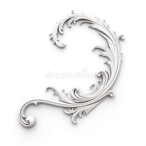 Rococo Inspired Ornate C On White Background Zbrush Style Stock Illustration Illustration Of