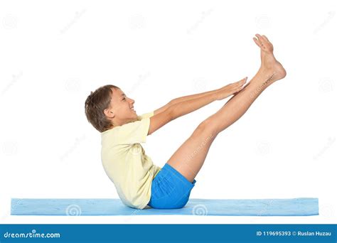 Young Boy Doing Exercises Stock Image Image Of Exercises 119695393