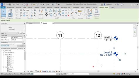 Revit Adding And Editing Levels Youtube