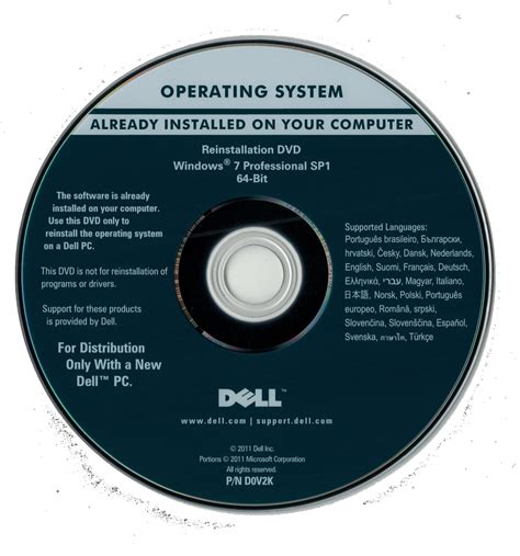dell microsoft windows 7 professional sp1 64 bit reinstallation dvd p