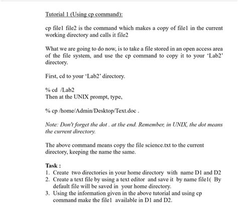 Solved Tutorial 1 Using Cp Command Cp Filel File2 Is The