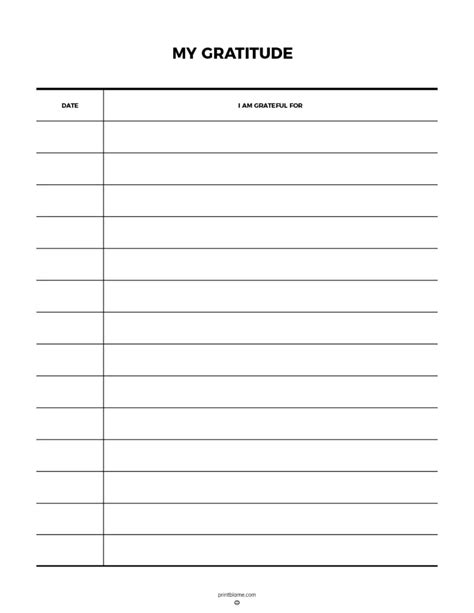 Gratitude List Template Word 20 Printable Gratitude Journal Templates