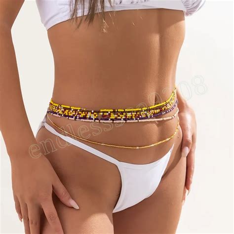 Bohemian Seed Beads Waist Chain Belt For Womens Summer Beach