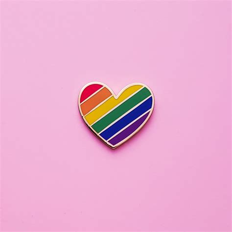 Lgbtq Pin Pride Pin Queer Enamel Pin Rainbow Heart Pin Etsy Canada