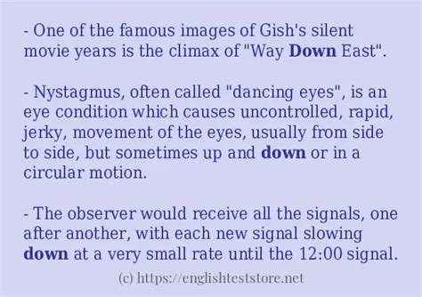 Some Example Sentences Of Down Englishteststore Blog