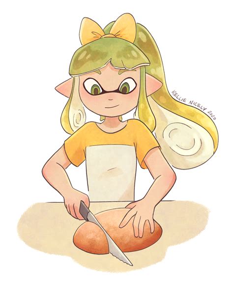 Drew An Inkling Slicing Bread Experimenting With Coloring Their Tentacles R Splatoon