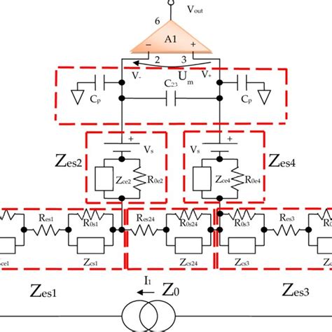 Electric Diagram For Modeling A System Of Four Electrodes In Contact Download Scientific