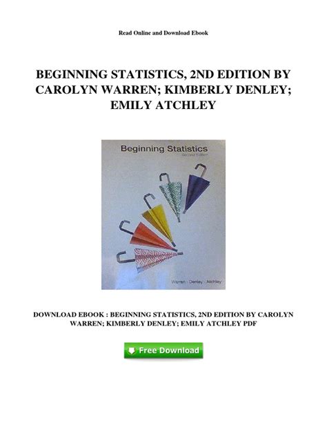 Beginning Statistics 2nd Edition By Carolyn Warren Kimberly Denley