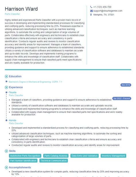 Top 10 Questions For Parts Classifier Interview Resumegemini Online