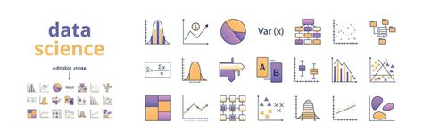 A Set Of Data Analytics Icons Linear Regression Distribution Density
