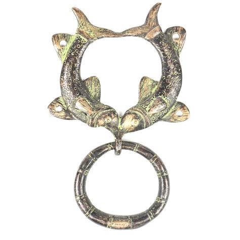 Vintage Brass Fish Ring Door Knocker