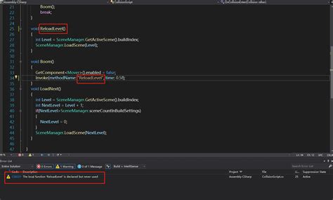 Trying To Invoke Method Collisionscriptreloadlevel Couldnt Be Called