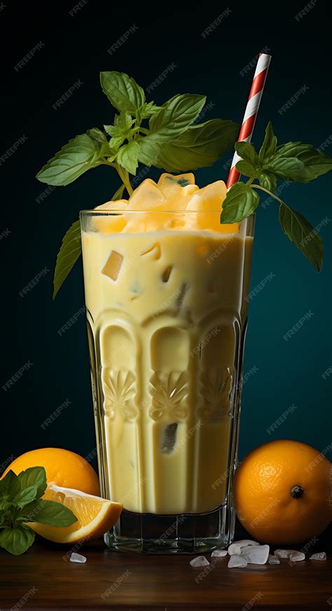 Premium Photo Design Of Mango Lassi Drink Poster With Ripe Mango And Mint Leaves Bri India