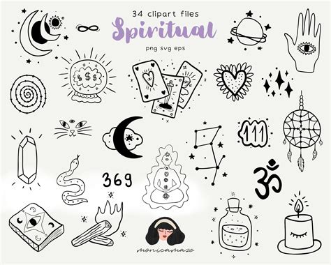 Spiritual Clip Art Occult Svg Minimal Line Art Set Canva Compatible