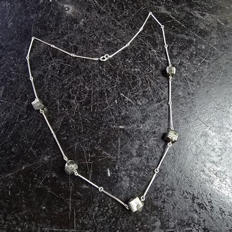 Midcentury Designer 835 Zilveren En Hematiet Ketting Ketting