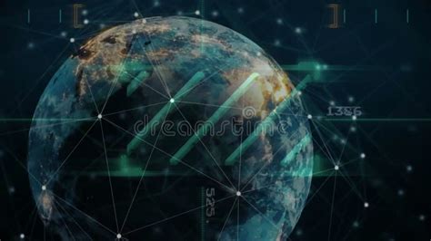 Earth With Digital Network Connections And Data Processing Animation