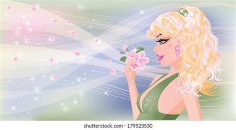 Spring Banner Sexy Girl Vector Illustration Stock Vector Royalty Free