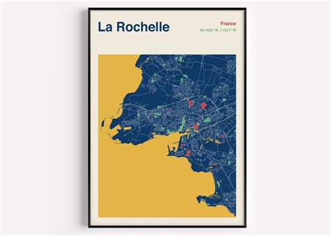 La Rochelle Map Print Map Of La Rochelle La Rochelle Map Poster