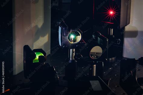 Experiment With Laser Device In Optical Laboratory Experiment In Optic