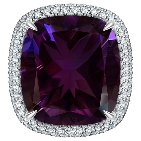 25 Carat Round Amethyst Diamond Gold Ring At 1stdibs