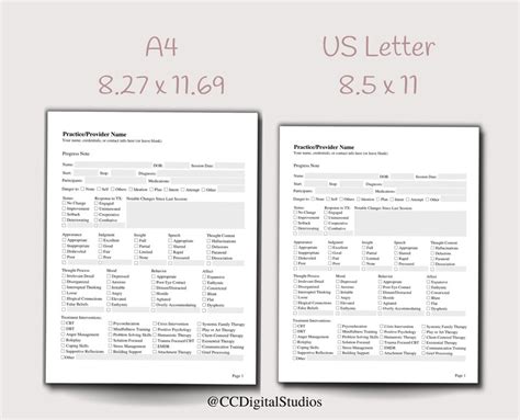 Progress Notes For Therapists Fillable And Editable Form Etsy