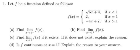 solved 1 let f be a function defined as follows