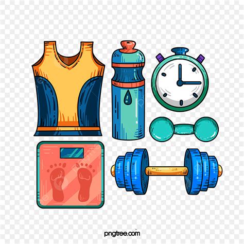 손으로 그린 화려한 체육관 요소 헬스장 지방을 줄이다 운동복 Png 일러스트 및 Psd 이미지 무료 다운로드 Pngtree