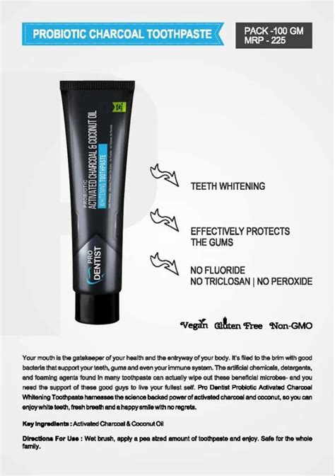 Probiotic Charcoal Toothpaste Proveda India Packaging Size Tube At