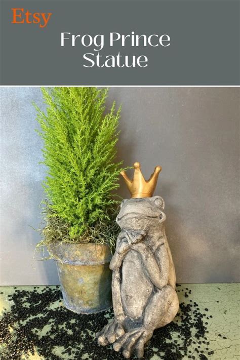 Concrete Frog Prince King Garden Statue Crown Toad Etsy Garden