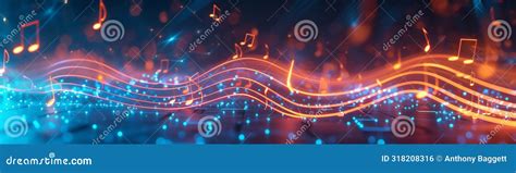 Melody Flowing Music Wave Abstract Background Showing Colourful Music