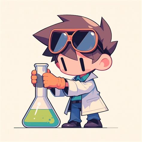 Premium Vector White Teen Boy Doing A Science Experiment