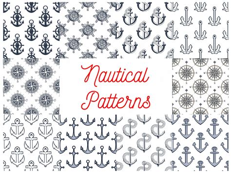 Premium Vector Nautical Seamless Patterns Of Marine Anchor Helm Vintage Navigation Compass And