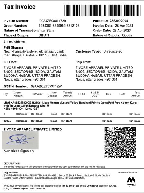 Bill To Ship To Qty Gross Amount Discount Other Charges Taxable Amount Cgst Sgst Ugst Igst