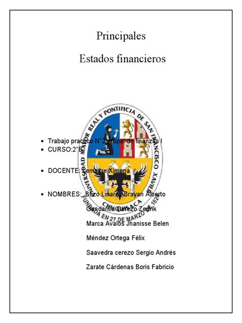 Principales Estados Financieros Descargar Gratis Pdf Contabilidad