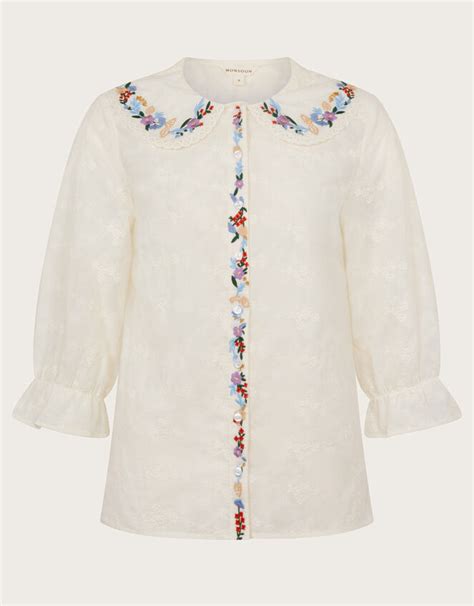 Clara Embroidered Shirt Ivory