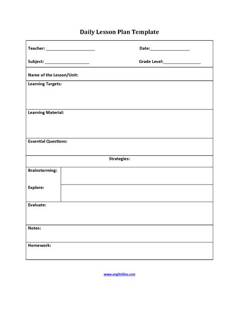 Six Step Lesson Plan Template