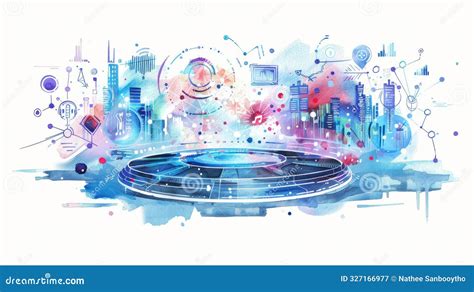 Futuristic Digital Technology Concept Art Stock Illustration