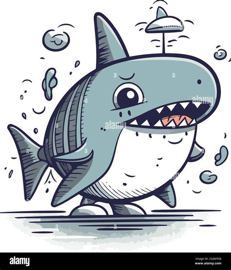 Cartoon Shark Vector Illustration Of A Funny Cartoon Shark Funny