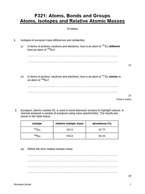 Mdnfnfjcncjand Relative Atomic Masses Pdf Isotope Atoms