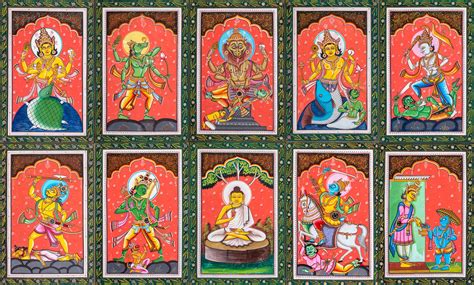 Dashavatara The Ten Incarnations Of Lord Vishnu Set Of Ten Paintings