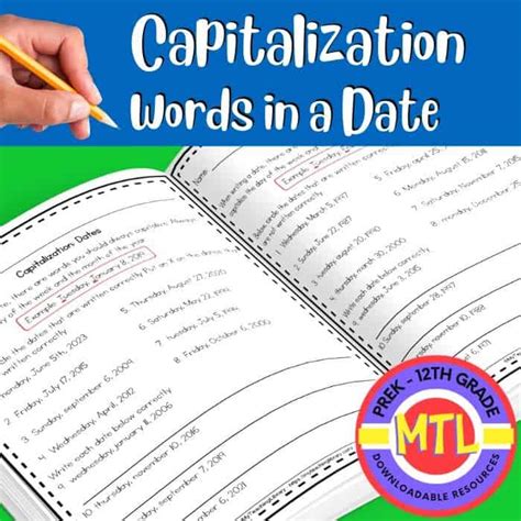 Capitalization Rules Words In A Date Homeschool Resource Co
