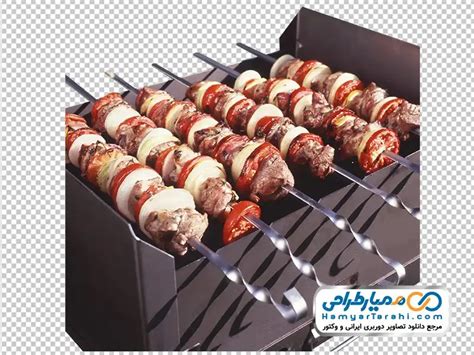 تصویر با کیفیت سیخ های کباب چنجه روی منقل 03082096