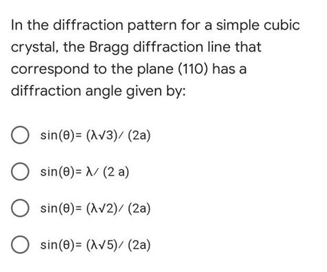 Solved In The Diffraction Pattern For A Simple Cubic