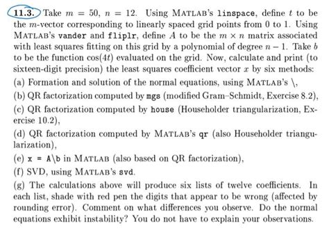 Solved 113 Take M50n12 Using Matlabs Linspace Define